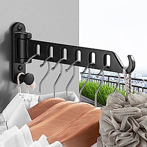 CLSMD Folding Drying Rack 180° Rotation Wall-Mounted Free Punch Clothes Pole Balcony Bathroom Indoor Outdoor Laundry Supplies