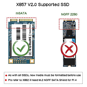 Geekworm for Raspberry Pi 4 mSATA SSD Adapter X857 V2.0, mSATA SSD Expansion Board USB3.0 Module Compatible with Raspberry Pi 4 Model B UASP Supported ONLY