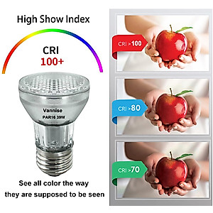 Vannise Halogen Light Bulbs E26 PAR16 - High Output 350LM PAR16 Bulb 39W, Equivalent 45W, 6PCS Long Lasting PAR16 Flood Bulb Dimmable with 2800K Warm White, PAR16 Halogen Bulb 39w for Ceiling Lights