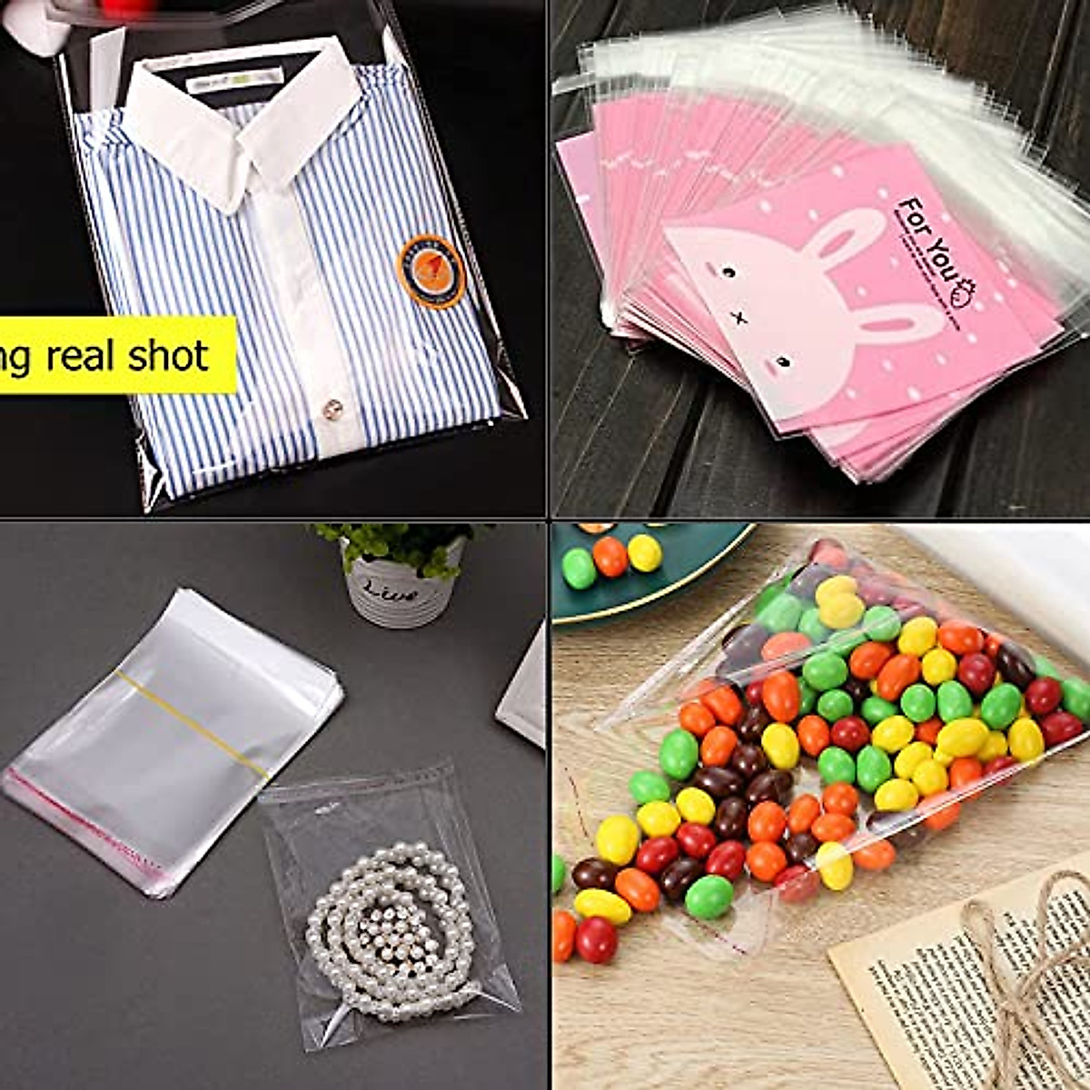 6” x 9” Resealable Cellophane Bags 500 pcs, Self Sealing Clear Bags for Packaging Products Self-adhesive Cello Bags for Jewelry, Cards, Photos, Envelopes, Gifts, Bakery, Candies, Candles, and Products, 500 ct in Bulk