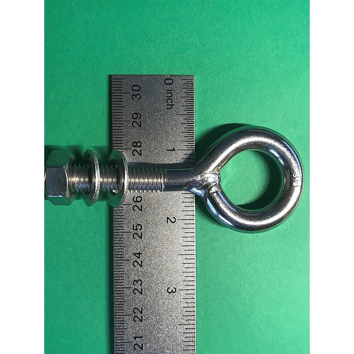 US STAINLESS 2 Pieces Stainless Steel 316 M10 Eye Bolt 10mm x 100mm (3/8" x 4") Marine Grade Pitch of 1.5