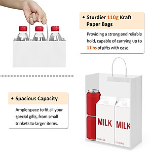 BagDream Gift Bags 10x5x13 25Pcs White Paper Bags Gift Bags with Handles Bulk Shopping Bags, Merchandise Bags, Retail Bags, Party Favor Bags, 100% Recyclable Paper Bags Sacks