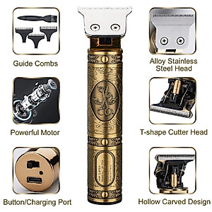 Hair Clippers for Men, Professional Hair Trimmer T-Blade Trimmer Electric Haircut Kit Cordless Rechargeable Zero Gapped Edgers Clippers Beard Trimmers Grooming Kit Men's Gift