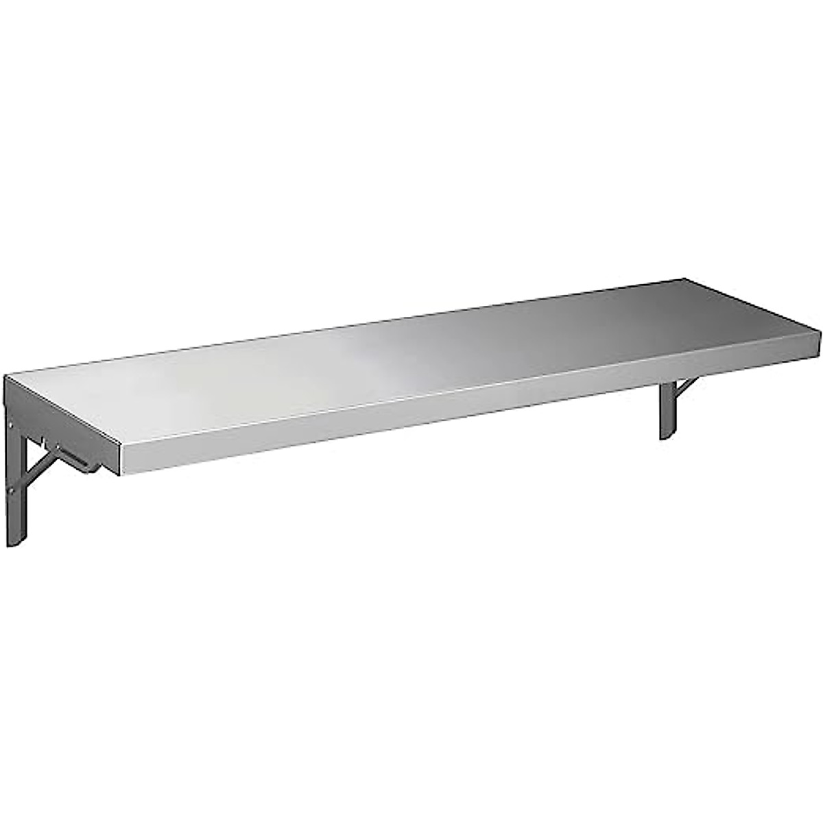 Express KitchQuip 12" x 72" Stainless Steel Folding Wall Shelf - Food Truck, Kitchen, Restaurant, Laundy, Garage and Utility Room