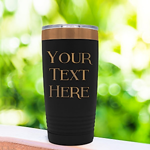 Customized Personalized Stainless Steel Travel Tumbler with Lid - Engraved Double-Wall Vacuum Insulated for Him, Her Your Custom Text (Black with Prism, 20 oz)