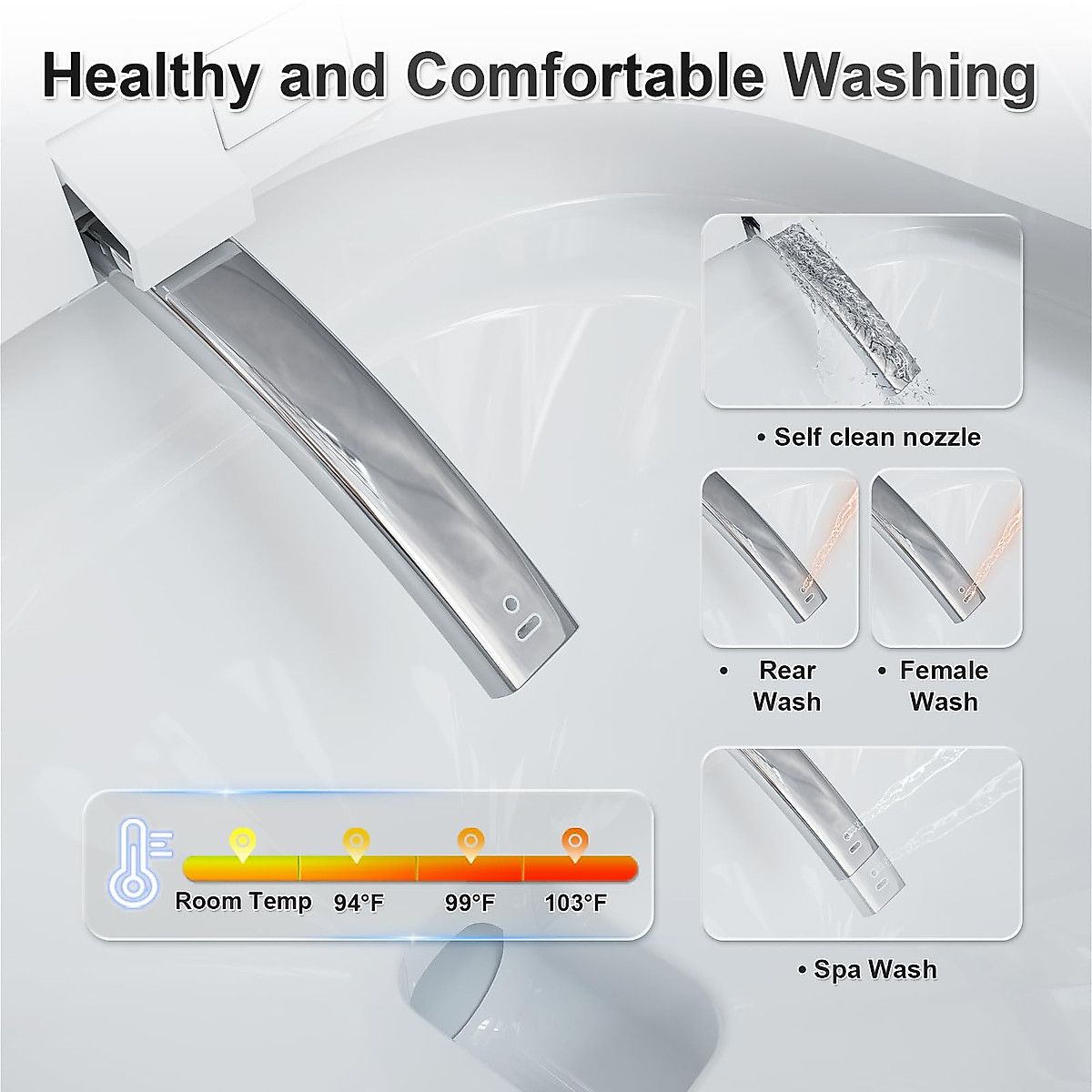 GivingTree Smart Toilet with Fully Functions,Microwave and Infrared Dual Touch-Free mode for Lid Opening and Closing, Dual cleaning Smart Bidet Toilet with Color Adjustable Ambient Lighting