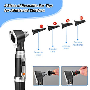 Scian Otoscope - Ear Scope with Light, Ear Infection Detector and Pocket Ear Checker Kit with 3X Magnify Lens, Suitable for Kids, Adults, Doctors, Pets(Black)