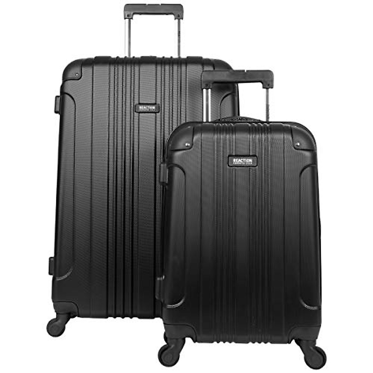 Kenneth Cole Reaction Out Of Bounds Luggage Collection Lightweight Durable Hardside 4-Wheel Spinner Travel Suitcase Bags, Midnight Black, 2-Piece Set (20" & 28")