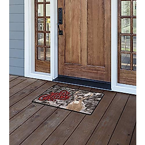 Brumlow MILLS Whitetail in Snow Washable Christmas Forrest Deer Indoor or Outdoor Holiday Rug for Living or Dining Room, Bedroom and Kitchen Area, 20" x 34", Gray