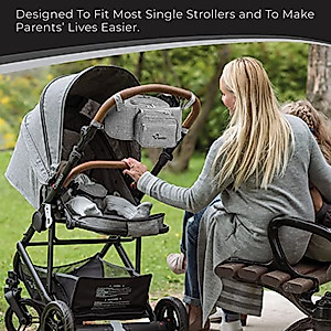 StrollAir - Universal Organizer for Single Strollers – Insulated Cup Holder Console Parent Drink Caddy- Compatible with CosmoS, SOLO, Uppa Baby,Nuna, Baby Jogger, Bumbleride – Grey
