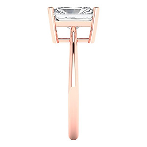 Clara Pucci 2.5ct Radiant Cut Solitaire Genuine Moissanite Wedding Bridal Designer Anniversary Engagement Ring in 14k Rose Gold for Women
