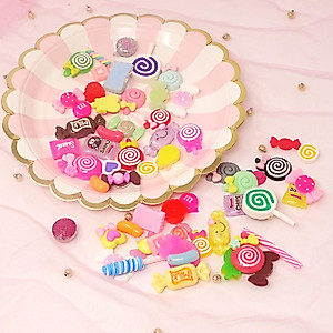 Honbay 30PCS Slime Charms, Assorted Flatback Resin Slime Beads for Scrapbooking, Hair Clip, DIY Crafts, etc (Candy)