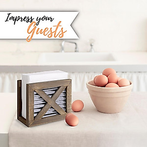 Autumn Alley Farmhouse Napkin Holder - Upright Wooden Napkin Holder - Classic Barn Door Motif with Galvanized Metal - Rustic Napkin Holder for Farmhouse Kitchen Décor - Durable Country Napkin Holder
