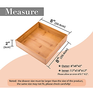 Sansnow Bamboo Wardrobe Clothes Jewellery Organizer Box Square Oragnizer Boxes Wooden Snack Nut Storage Boxes, Bamboo 8"*8"
