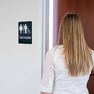 CORKO MANUFACTURING Signs Unisex Braille Restroom Sign - Bathroom Sign with Double Sided 3M Tape