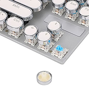 Mechanical Gaming Keyboard 87 Keys Blue Switches Mechanical Keyboard Waterproof for PC (White Electroplating Punk)