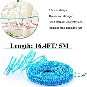 Windproof Non Slip Clothesline,Clothesline Line For Traveling,Portable Clothesline ,Non Slip Clothesline,Clothes Line (3pack)