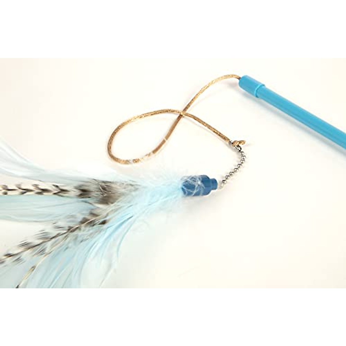 SmartyKat Frisky Flyer Feather Wand Cat Toy, Extendable Up to 24" - Blue, One Size