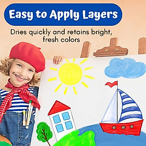 Rich Art Fresco Tempera Paint For Kids - Vibrant, Premium Craft Paint In Primary Colors - Non Toxic Paint For Paper, Poster Board, Canvas, & More - Made in The USA - 4 Fl Oz (6 Pack)