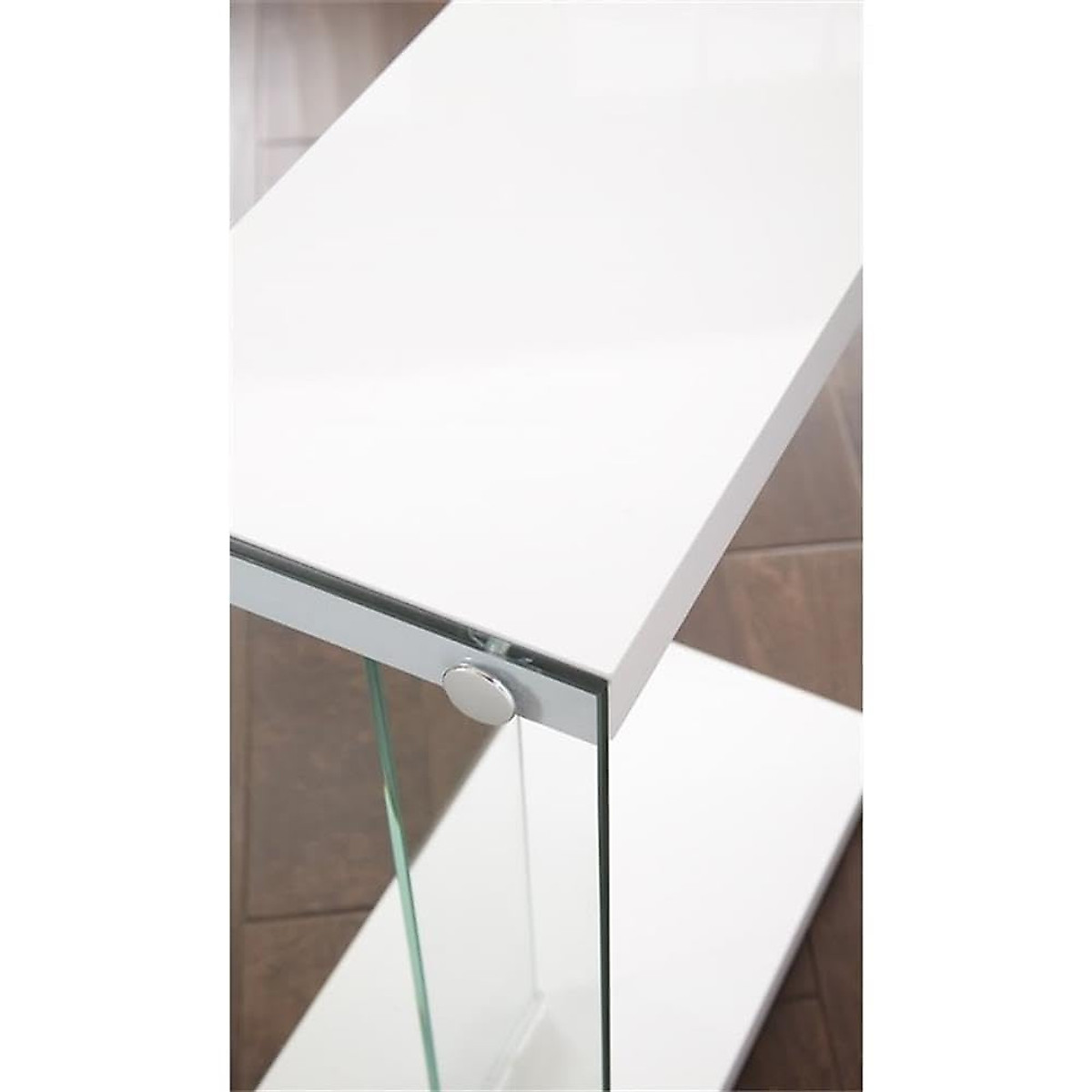 Steve Silver Elaina Chair Side End Table, Clear Back with White Top and Base, Contemporary Style for Living Room, Bedroom, Living Space, 18.5 x 10 x 25 in