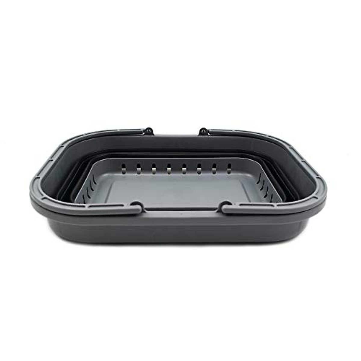 SAMMART 19L (5 Gallon) Collapsible Tub with Handle - Portable Outdoor Picnic Basket/Crater - Foldable Shopping Bag - Space Saving Storage Container (Black) (1, Grey/Black)