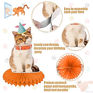 10Pcs Cat Honeycomb Centerpieces Cat Birthday Party Supplies Kitten Party Decorations Lovely Cat Decoration Table for Cat Theme Birthday Party Baby Shower Supplies