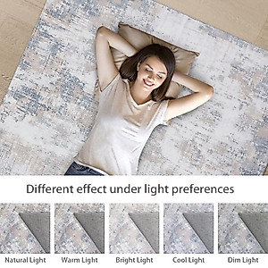 ROYHOME 9x12 Area Rug Large Machine Washable Modern Abstract Area Rug Contemporary Stain Resistant Non-Slip Accent Rug Foldable Floor Cover Carpet Rug for Living Room Bedroom Home Decor, Grey/Taupe