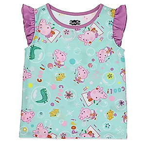 Peppa Pig Girls' Pajama Set 2-Piece Shorts and T-Shirt and Dorm Nightgown Bundle Set, Purple, 2T
