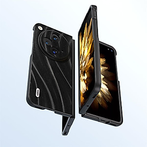 DAMONDY Case for OnePlus Open, OnePlus Open Flip Case,Galaxy Sky Pattern Slim Lightweight PU Leather Shockproof Soft TPU Bumper Hard PC Hybrid Protective Case for OnePlus Open -Black