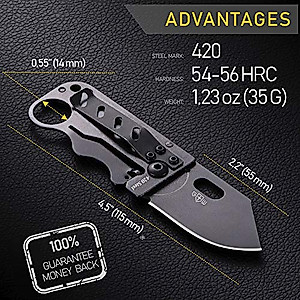 Bundle of 2 Items - Small Pocket Knife - Folding Wallet Knife - Mini Tactical Knife with Money Clip - Cool Dragon Blade Credit Card - Best for Camping Hiking EDC Work Knife Birthday Christmas Gifts