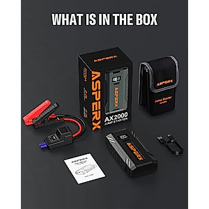 ASPERX 3500A Battery Jump Starter with PD 30W Fast Charging (Up to 10L Gas/8.5L Diesel Engines), 12V Battery Starter with 4 Inch LCD Display, Lithium Battery Booster with LED Light
