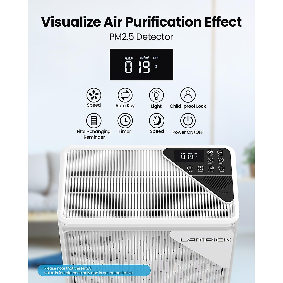 LAMPICK Air Purifier Filter 4-in-1 High-Efficiency True HEPA Replacement Filter, Air Filter Compatible Air Cleaner A6, H13 True HEPA Filter for Smoke Pollen Dander Hair Smell (1 Pack)