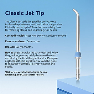 Replacement Heads for Waterpik, Replacement Picks for Water Pik Water Flosser (6 Classic Jet Tips)