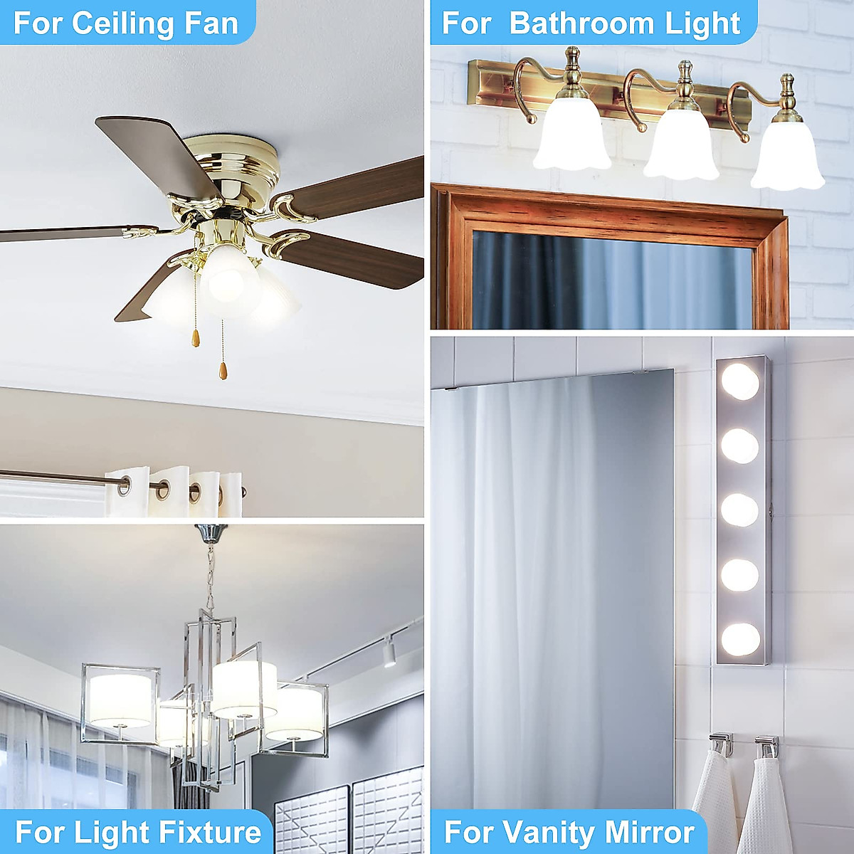 Sailstar Candelabra LED Light Bulbs 60-Watt Equivalent, Daylight White 5000K, E12 Candelabra Base, 6 Watt A15 LED Bulbs for Ceiling Fan, Vanity Mirror Light | 6-Pack