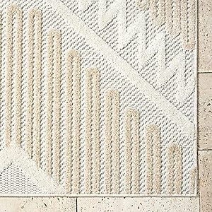 Abani Area Rugs - Modern Diamond Pattern - Cream Rug for Living Room, Bedroom, Dining Room - Indoor/Outdoor - Easy to Clean - Non-Shedding - 4' x 6'