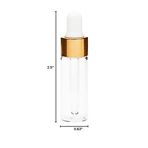 0.17 oz Clear Glass Dropper Bottles, Pipettes, Labels, Funnels (Gold, 95 Pieces)