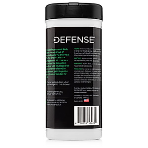 Defense Soap All Natural Peppermint Body Wipes 2PK with Tea Tree Oil | Wrestling, Combat, Camping, Gym, Post Workout Shower Wipes for Men and Women. 40 Count (Pack of 2)
