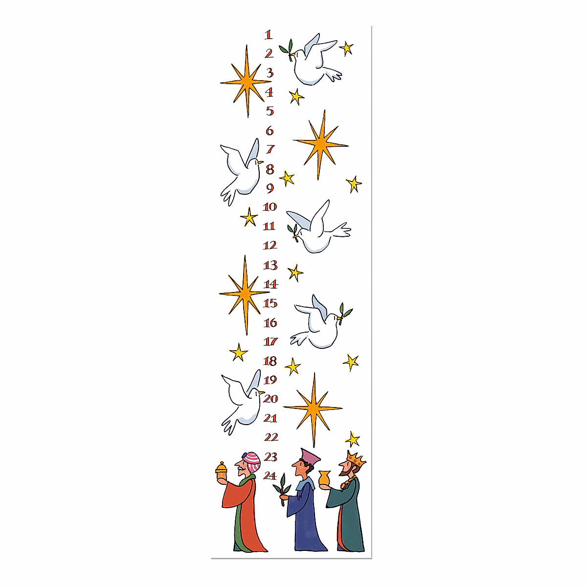Alison Gardiner Festive Advent Candle - Wax Christmas Candle in Three Wise Men Design - Unscented Countdown Candle with 12 Hours Burn Time - Made in England