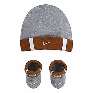 NIKE Children's Apparel Baby Hat and Bootie Two Piece Set, Grey Football Cuff, 0/6M