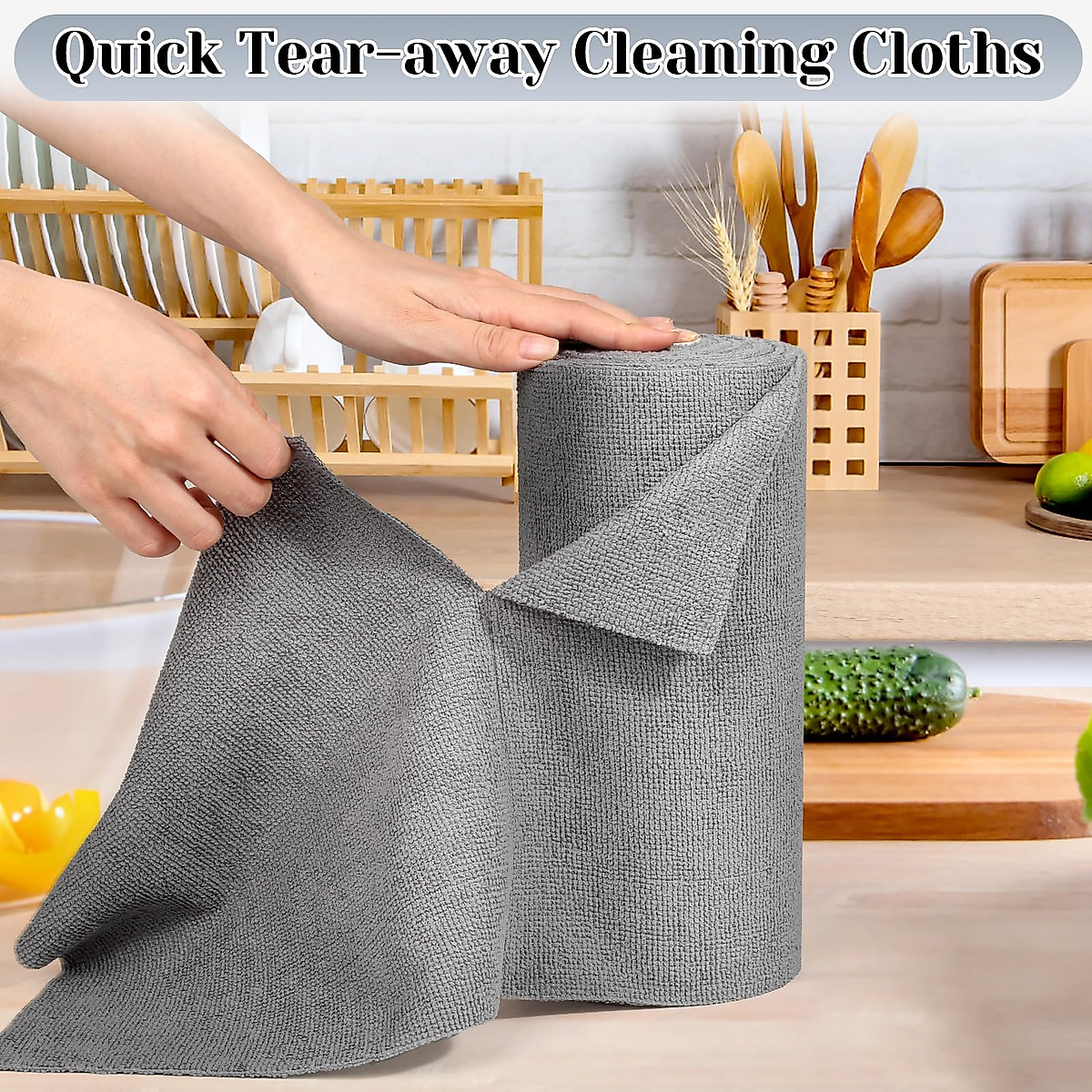 LifeisLuck 45 Pack Microfiber Cleaning Cloth Roll, 10" x 10" Tear Away Reusable Towels Washable Rags Super Absorbent Microfiber Towels for Car Drying Dishes Kitchen Cleaning