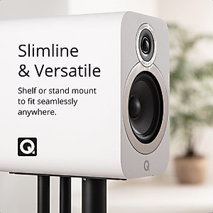 Q Acoustics 3030i Bookshelf Speakers Pair Arctic White - 2-Way Reflex Enclosure Type, 6.5" Bass Driver, 0.9" Tweeter - Stereo Speakers/Passive Speakers for Home Theater Sound System