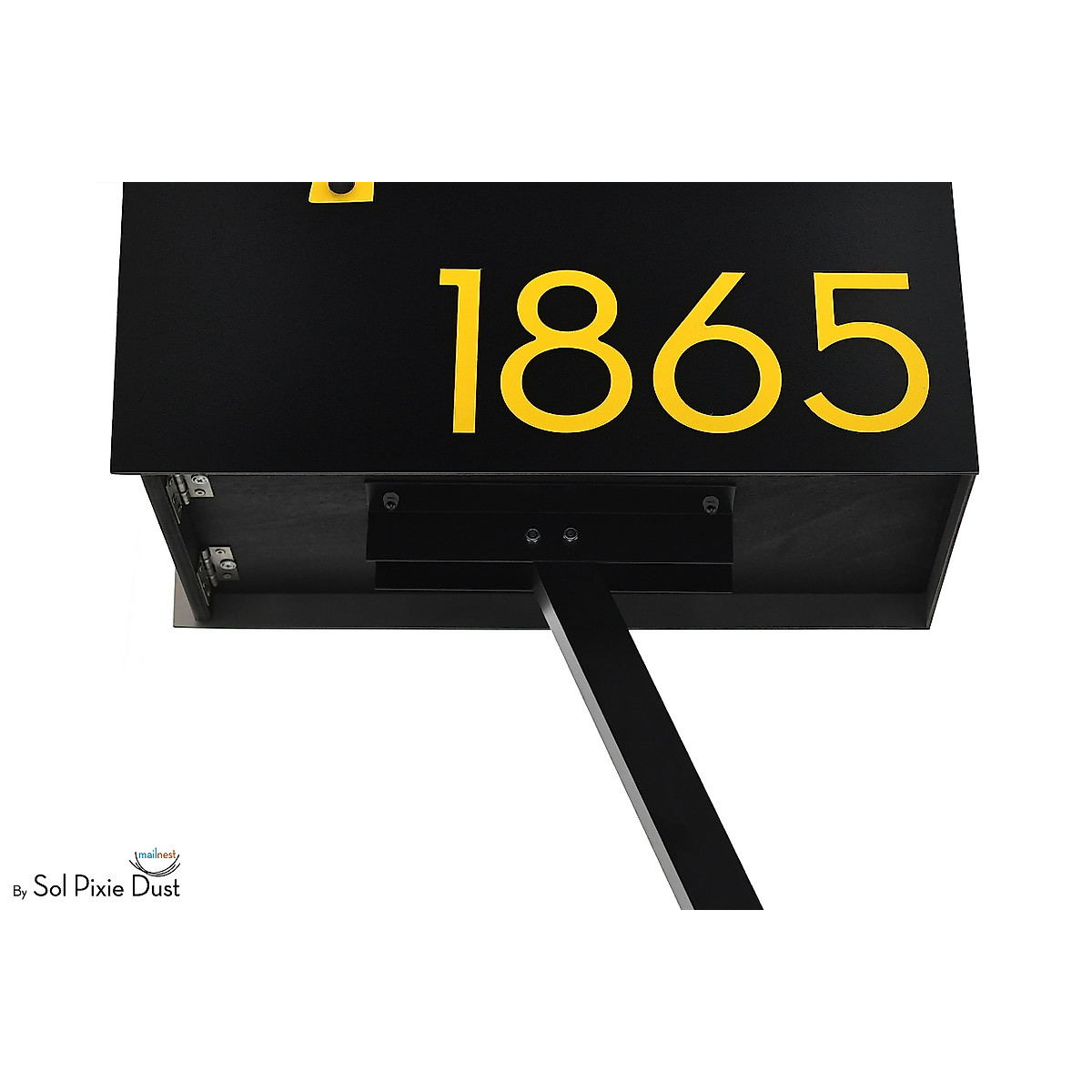 Contemporary Post Mount Mailbox/Aluminum Black Body and Aluminum Red Oak Door and Numbers, Custom Mailbox, Letterbox, Mailnest Type 4