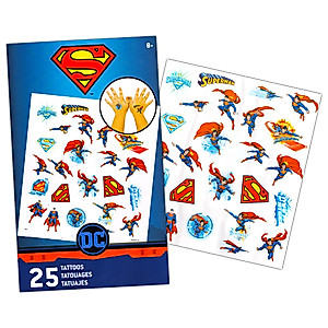 DC Comics Super Hero Party Supplies Set ~ Bundle with 200 Superhero Temporary Tattoos and Justice League Stickers Featuring Wonder Woman, Superman, and More (Party Favors)