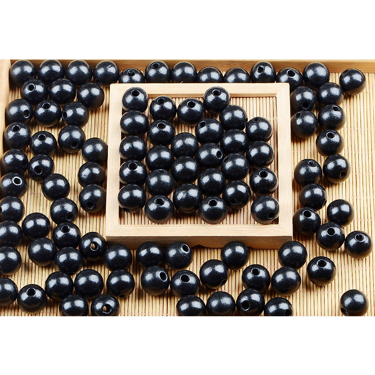 AD Beads Large Hole Wood Spacer Wooden Jewelry Making Bracelet Necklace Chandelier, Large Wooden Rosary Beads Craft Beads (16mm 100pcs, Black)