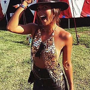 Sexy Body Chain Sequins Bra Chains Bikini Tassel Waist Chain (Gold)