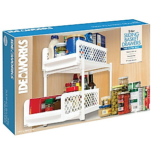 IdeaWorks Slide Out Storage Organizer Basket Drawers, 17 Inch, White
