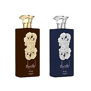 Ansaam Gold & Silver EDP-Eau De Parfum 100ml(3.4 oz) Unisex | Pear, Mandarin, Rose, Jasmine, Candy, Raspberry, Vanilla, Musk, Davana, Cardamom, Bergamot, Amber, Lavender | by Lattafa Perfumes