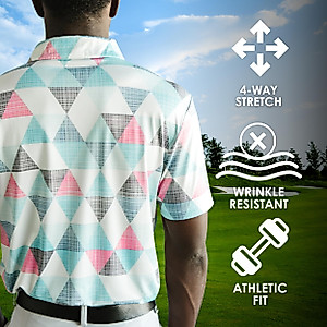 YATTA GOLF Athletic Performance Golf Shirt for Men - (Large) - Dry-fit Comfort, Moisture Wicking, 4-Way Stretch, Short Sleeve Casual Polo Shirt