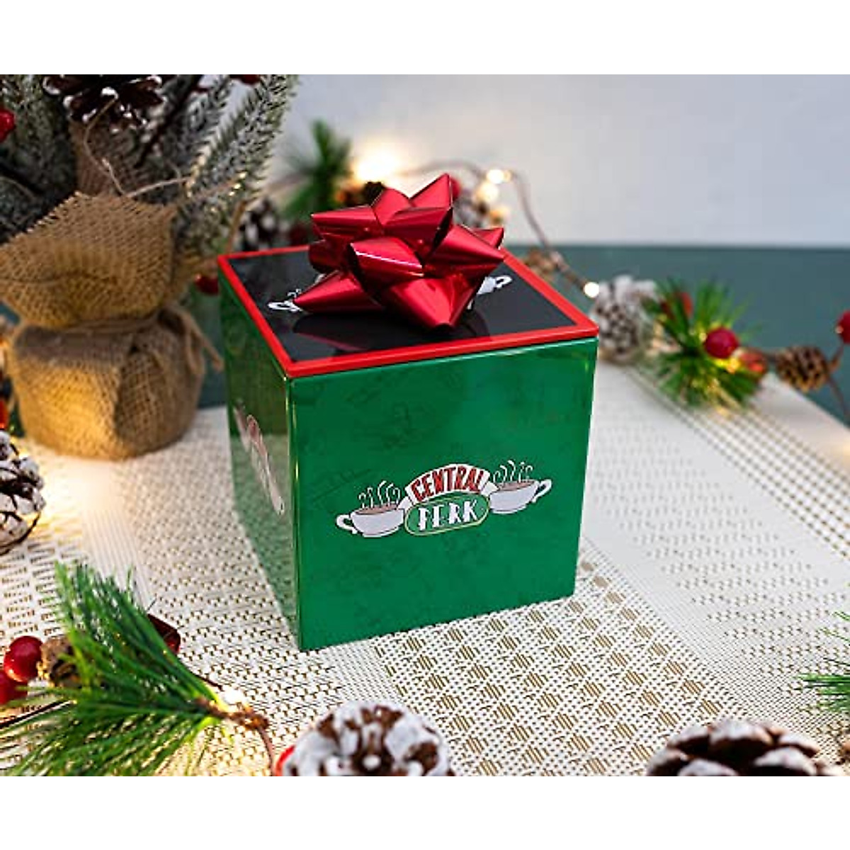 Friends Central Perk 4-Inch Tin Storage Box Cube Organizer with Lid | Basket Container, Cubby Cube Closet Organizer, Home Decor Playroom Accessories | Nostalgic Gifts And Collectibles