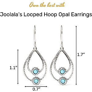 Joolala Looped Hoop Opal Drop Earrings - Handmade Opal Drop Earrings for Women – .925 Sterling Silver Looped Hoop Opal Drop Earrings